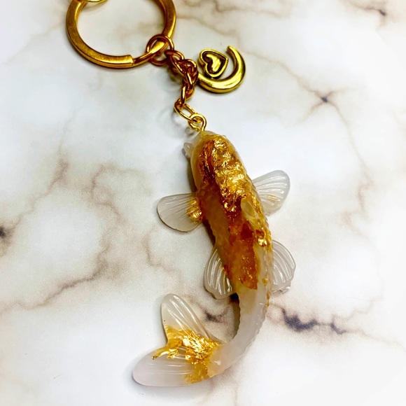 Hand Crafted | Accessories | Gold And White Koi Fish Key Ring | Poshmark